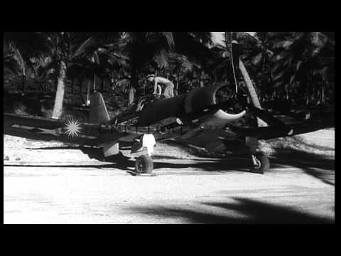 US Marine Corps F4U Corsair pilots of MAG-11 depart on a mission during World War...HD Stock Footage