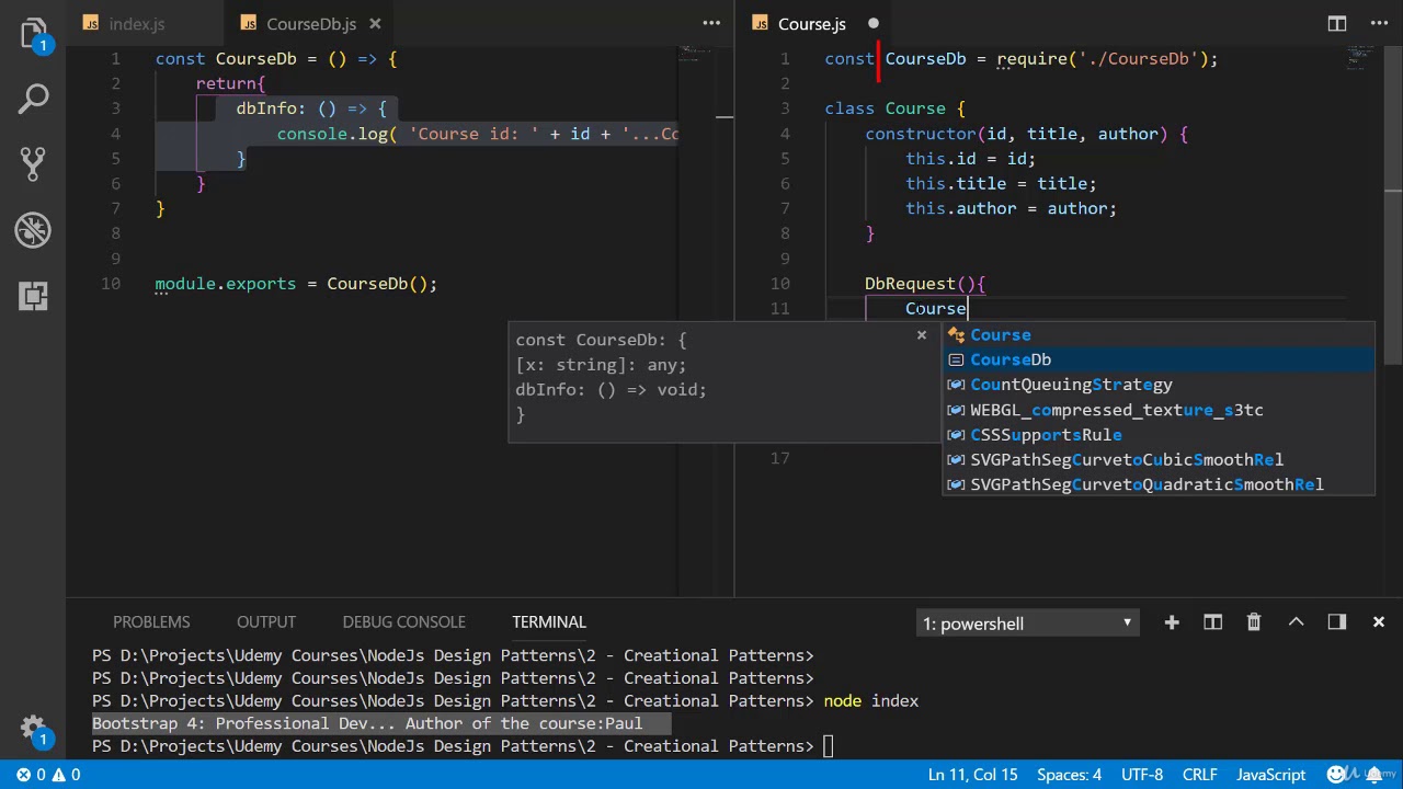 Design Patterns with JavaScript ES56 and Node js from Zero  Module Practice
