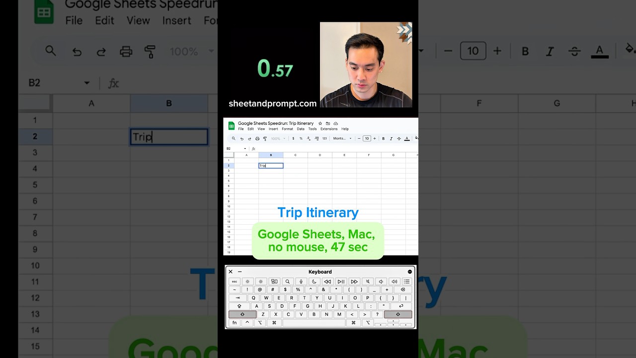 Google Sheets #speedrun: trip itinerary in 47 sec