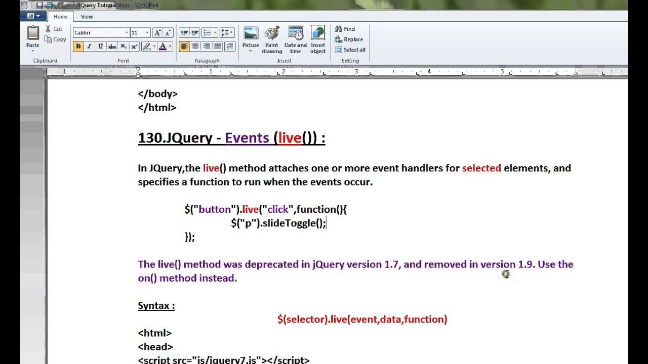 JQUERY LIVE METHOD DEMO