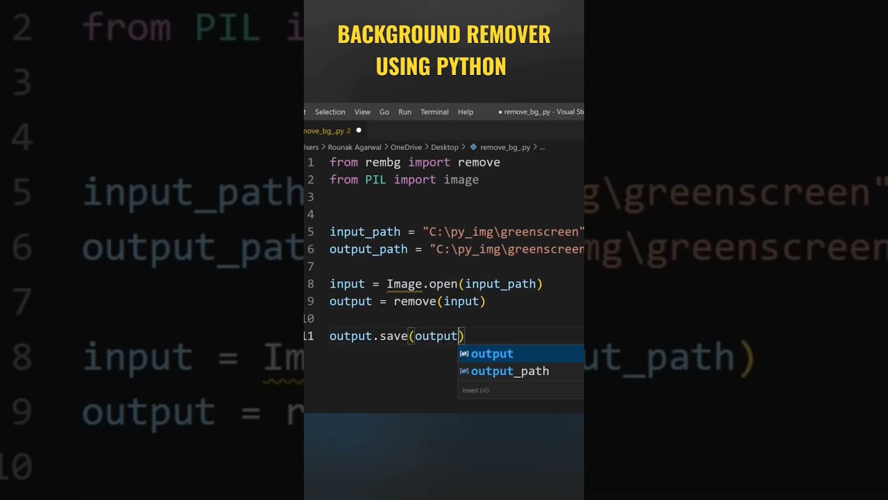 Create an automated AI background remover using python #python #pythonprojects #shorts