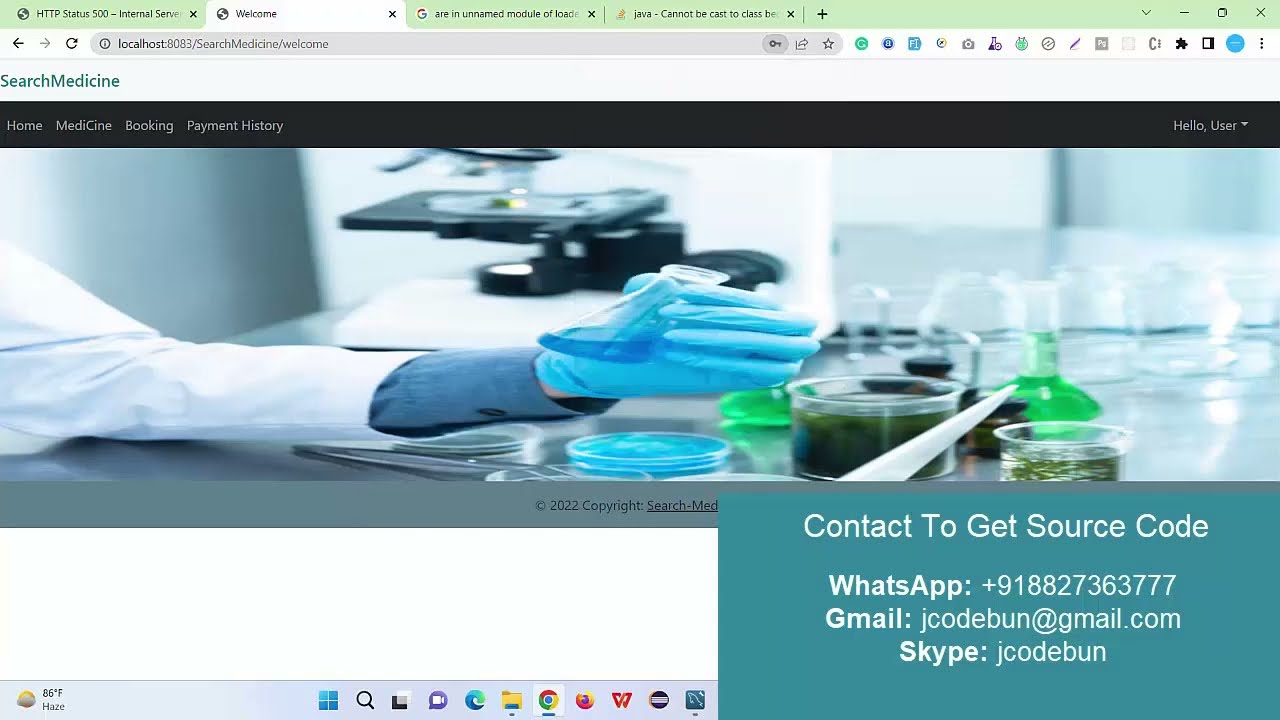 Search medicine project in java with source code