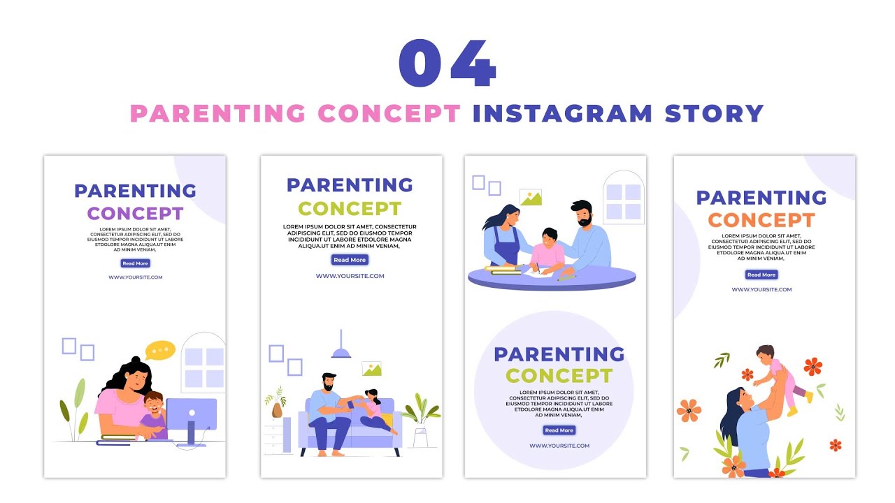 Happy Parents and Kids Flat Vector Instagram Story After Effects Template