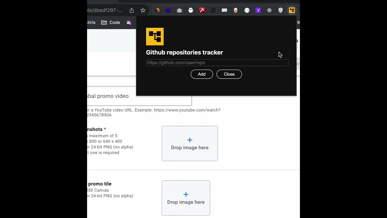 Github repositories tracker - Chrome extension