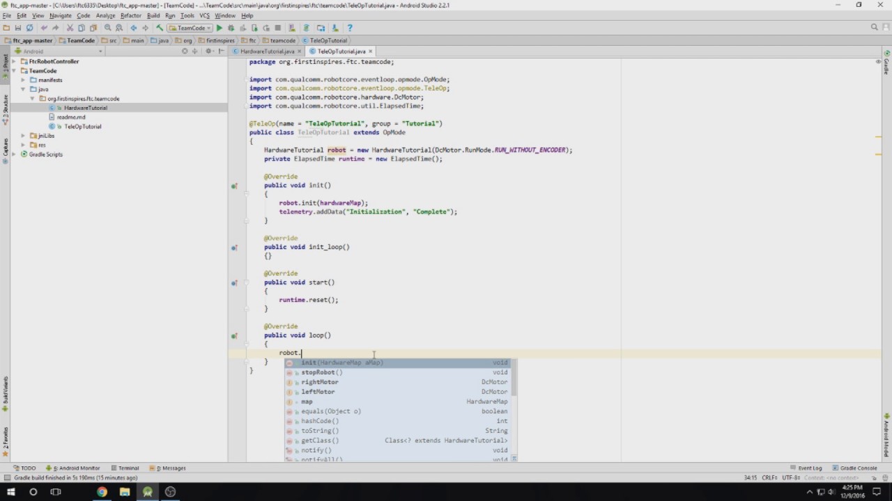 FTC Basic Programming Tutorial 2016-2017 | Episode 3 | Tele-Op Class, Gamepad and Servo Example