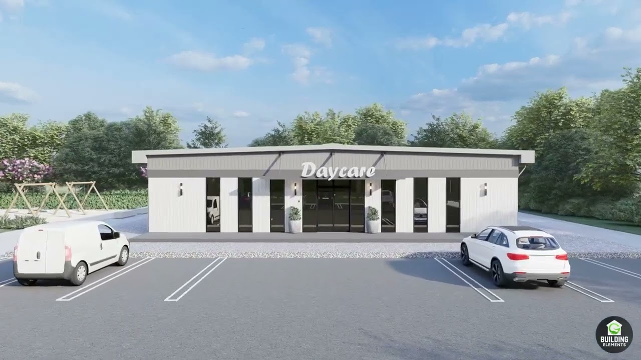 Modular Daycare Building 60x36 - 3D Rendering