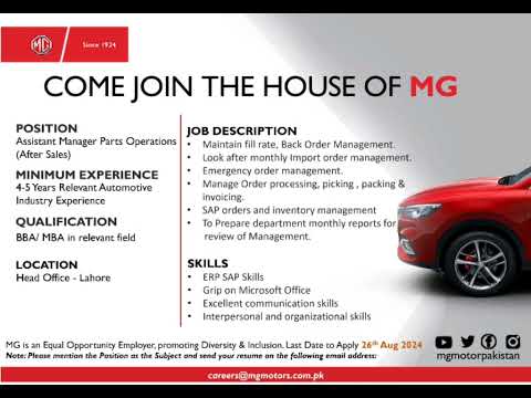 BBA & MBA Alert! | MG Motors | Apply now | Job seekers | New Opportunities