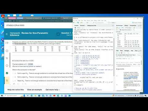 Kraskal-Wallis Test in R Studio