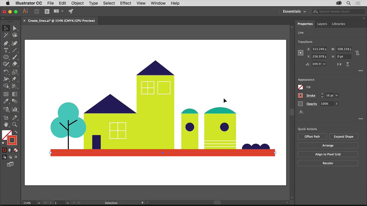 06.  Create and edit shapes - Create lines || Adobe Illustrator CC tutorials