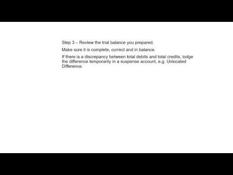 Preparing the trial balance as of the opening balances cut off date