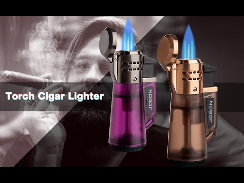Torch Cigar Lighter 2 Pack Triple Jet Flame Refillable Butane Lighter Gas Fluid Lighter