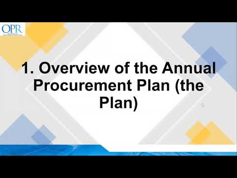 Developing the Annual Procurement Plan (AM Session)
