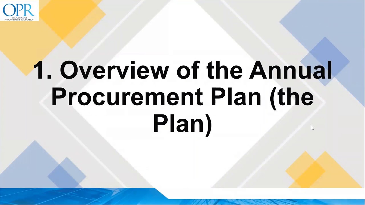 Developing the Annual Procurement Plan (AM Session)