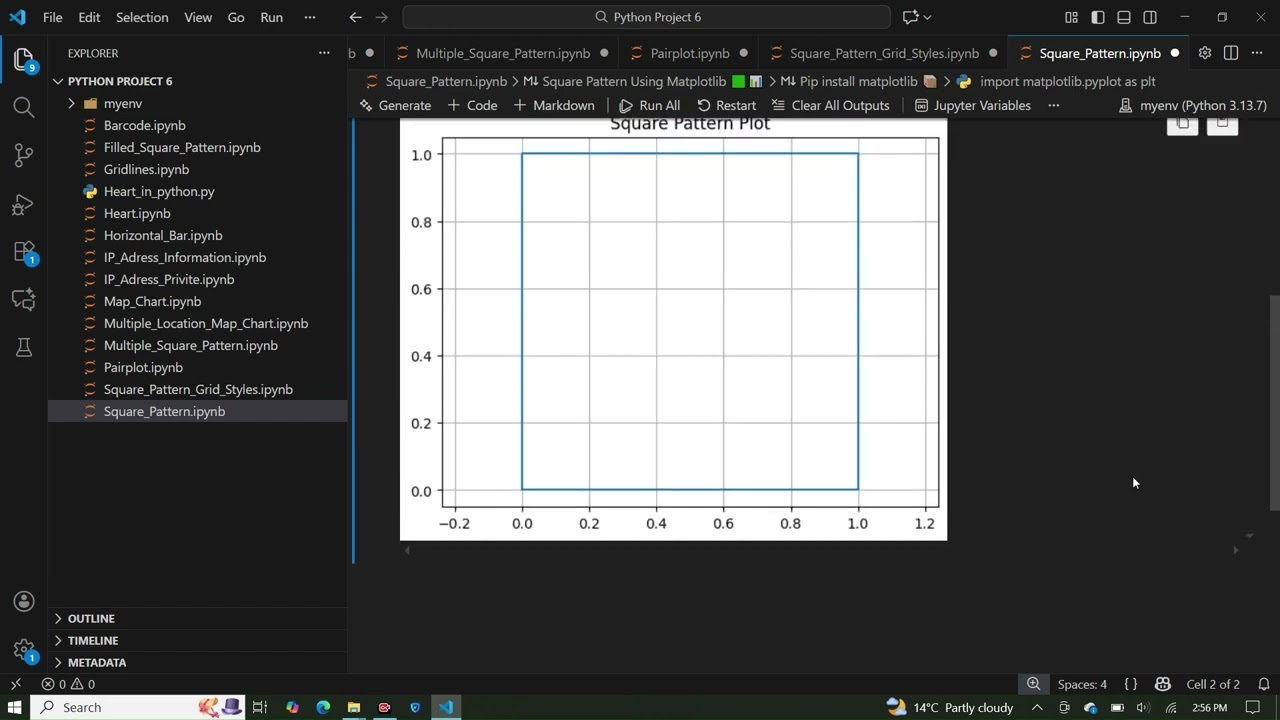 Create a Square Pattern Plot Using Python Matplotlib 📐