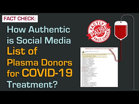 FACT CHECK: How Authentic is Social Media List of Plasma Donors for COVID-19 Treatment?
