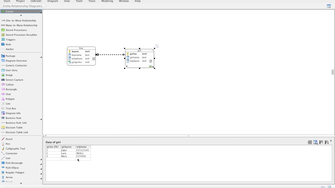 DB 1 - Visual Paradigm (VP) Entering your own sample data for a database