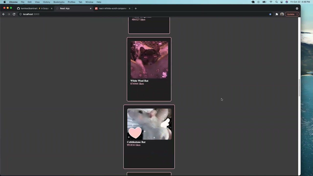 React infinite scroller demo with backend