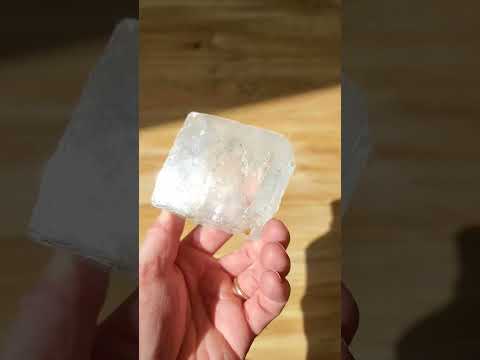 Optical Calcite has the BEST rainbows! 😍 #crystals #opticalillusion #crystalcollection #shorts