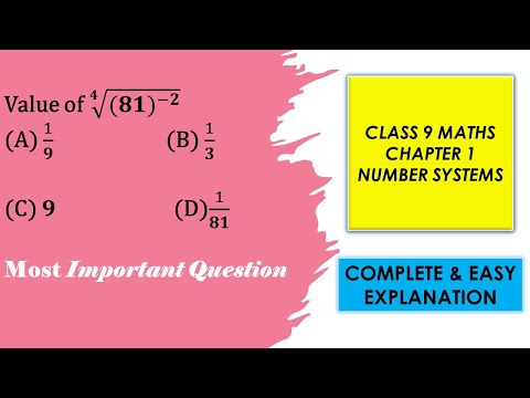 Value of 4th root of 81^(-2) is (A) 1/9 (B) 1/3 (C) 9 (D) 1/81 | ⁴√(81)² Class 9 Maths