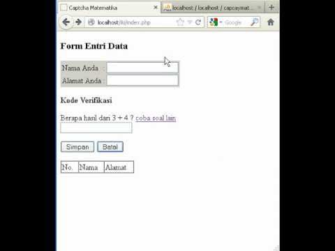 Membuat Captcha Hitungan Matematika Terkoneksi Dengan Database, PHP MYSQL | di edit dikit