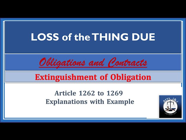 Understanding the Extinguishment of Obligations: Articles 1262-1269 ...