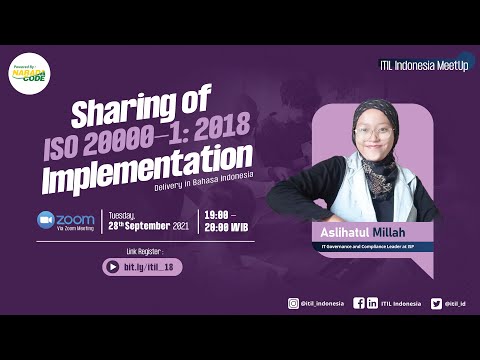 (ONLINE) ITIL Indonesia - Sharing of ISO 20000-1: 2018 Implementation