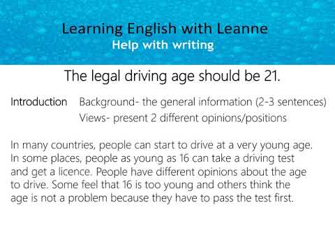 Write an Opinion Essay for beginners- 2.1 The Legal Driving Age