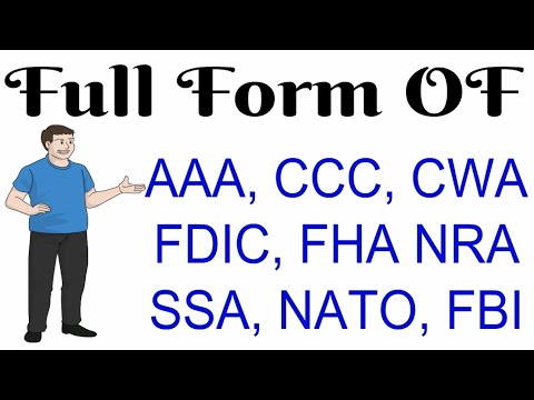 full form of AAA II full form of CCC II full form of CWA II full form of FDIC FHA NRS NATO & FBI
