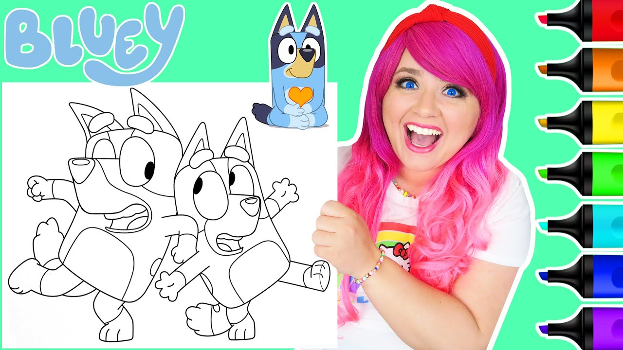Coloring Bluey and Bingo Coloring Page | Ohuhu Art Markers