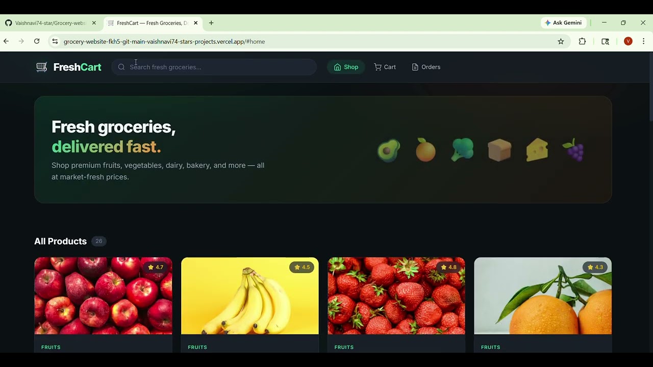 Grocery E-Commerce Website | React & Node.js Project Live Demo 🛒
