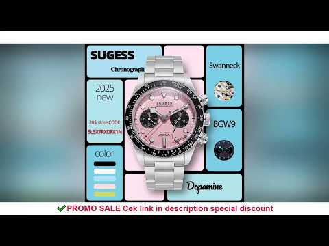Sugess Chronograph Men Watch Original ST1907 Swanneck Pilot Mechanical Wristwatches Domed Sapphire C