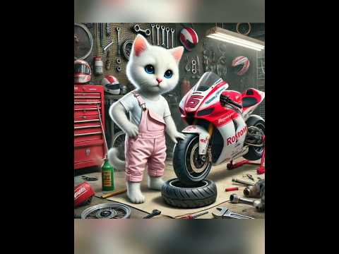 Cat Working His Bike #cat #short #ytshorts #viral #cartoon #aicat @Flixbig