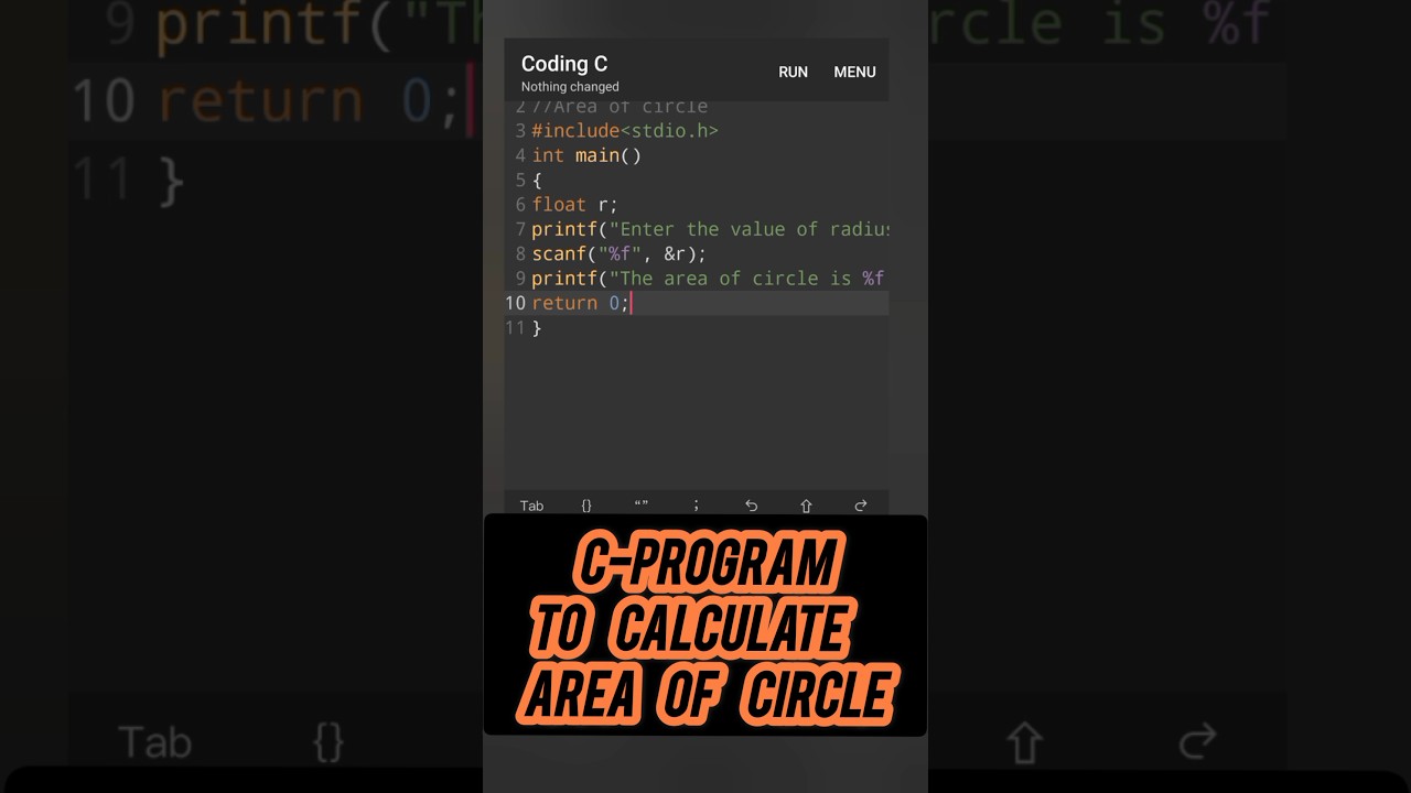 C-Program To Calculate Area of Circle #cprogramming #areaofcircle #coding
