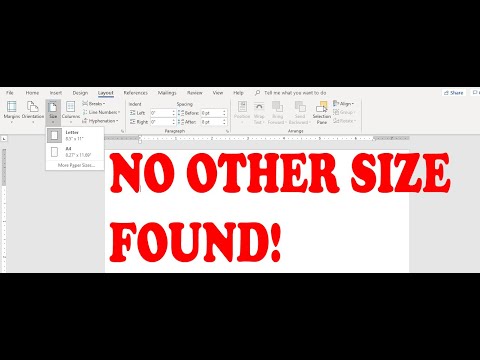No Other Sizes of Paper on Page Layout (Letter and A4 only)