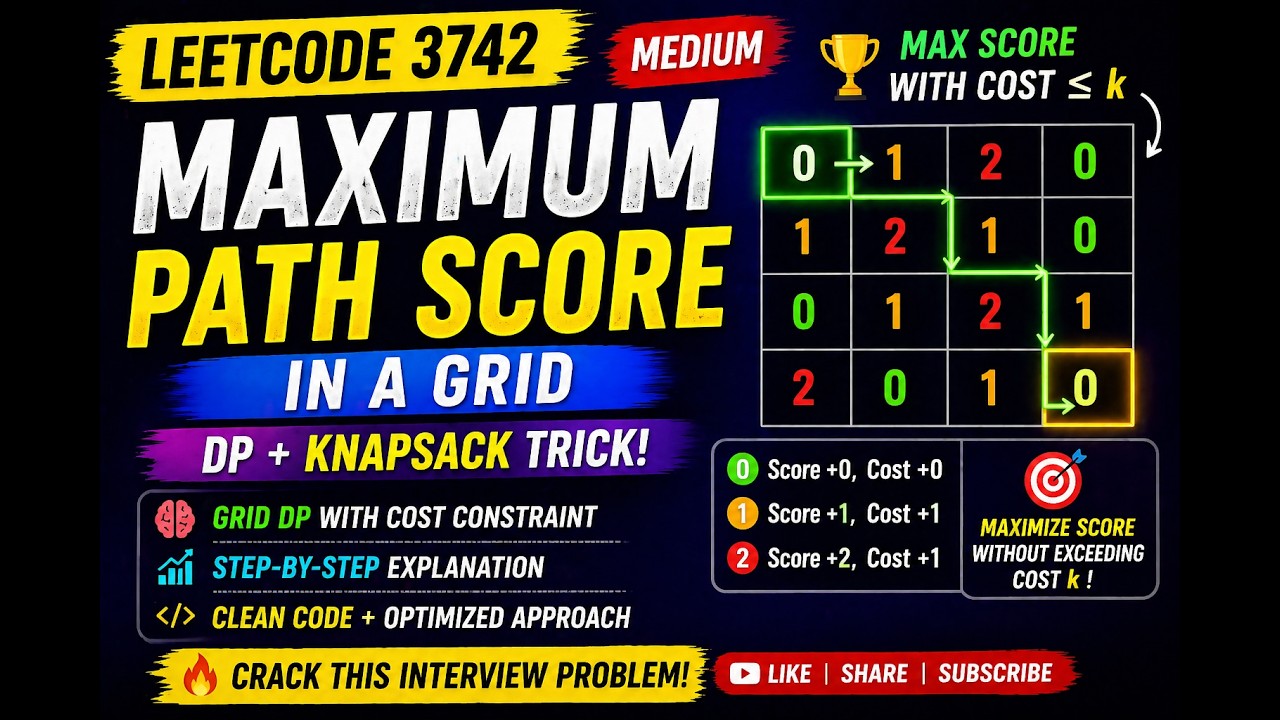 Leetcode 3742 | Maximum Path Score in Grid | DP + Knapsack Trick 🚀 #python #leetcode #coding