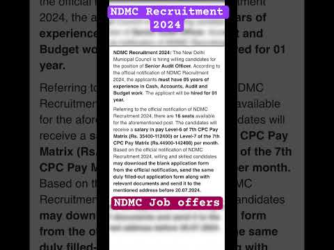 NDMC job 2024 #job #jobsearch #jobs2024