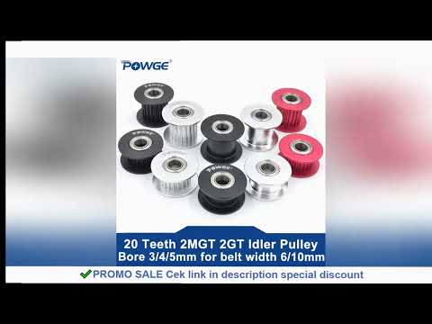 POWGE 2MGT 2GT 20 Teeth Timing Idler Pulley Bore 3/4/5mm with Bearing Black for GT2 Synchronous belt