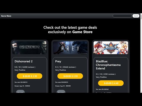 Game Store API built using React js | BootStrap | API | JSX