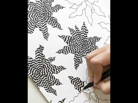 Hand-Drawn Striped Succulent Pattern – Process