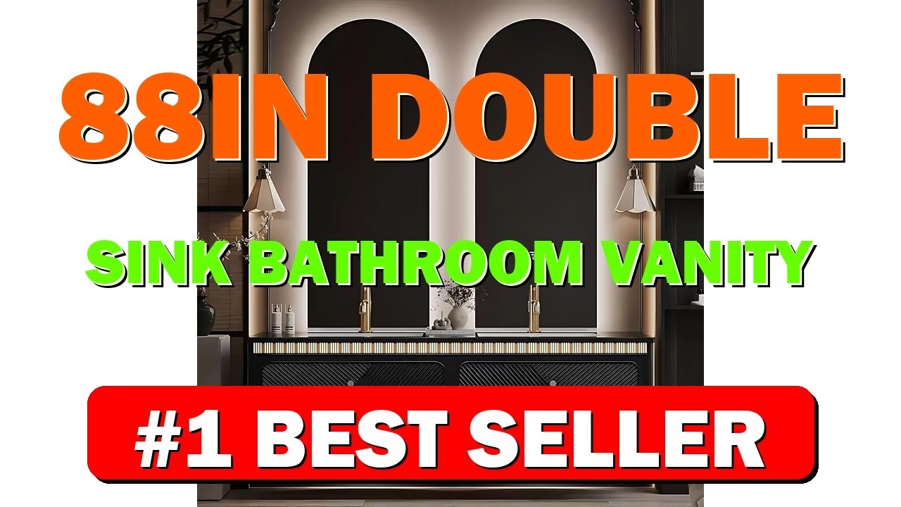 88IN Double Sink Bathroom Vanity Solid Wood Bathroom Vanities with 2 - B0DWST9FF4
