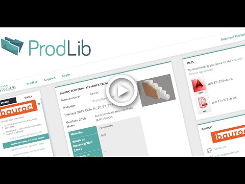 bauroc products in the online BIM catalog ProdLib, tutorial video in English