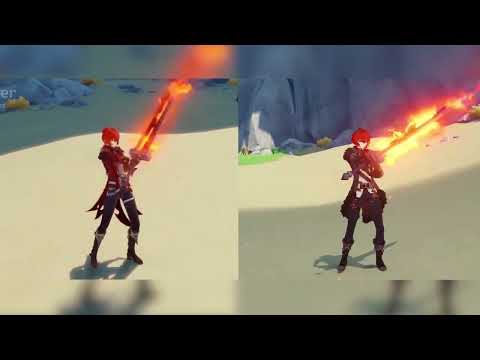 LEAKED Diluc new skin vs default skin side by side comparison