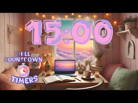 15 Minute Chill Countdown Timer, study timer with relaxing lofi music, classroom timer