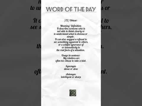 OBTUSE // Word Of The Day // #english #vocab #banking #clerk #synonym #antonym #SBIpre #boardexams