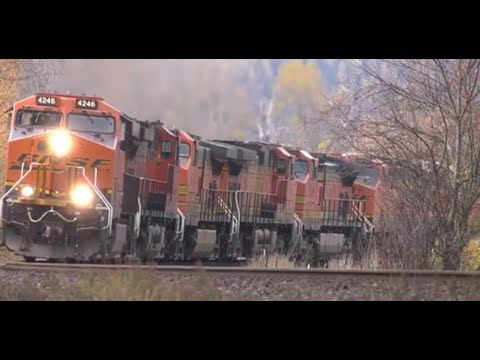 2x3x3 Grain Train, Long and Fast Z, and a 7 Locomotive Manifest on BNSF's Kootenai River Sub