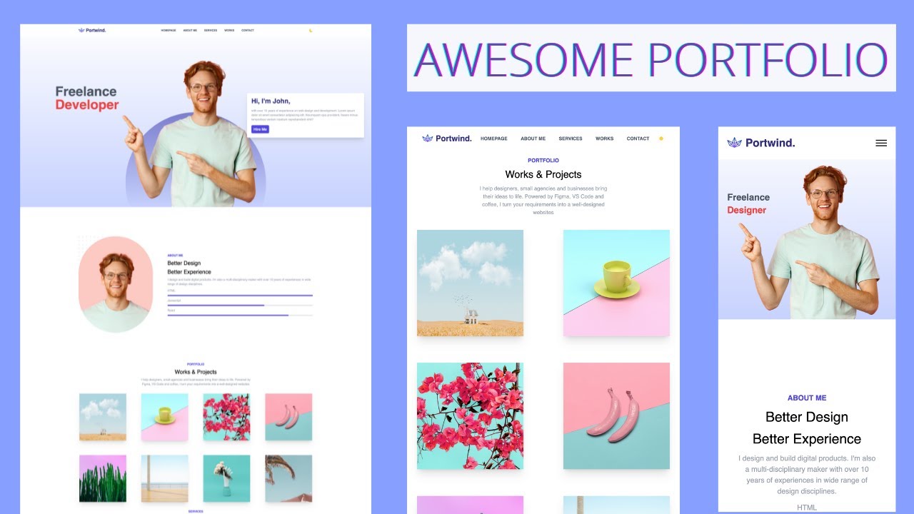 Portfolio Website with Tailwind CSS | Tailwind Tutorial for Beginners