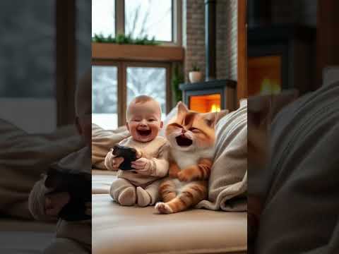 Baby fart and cat laughingπ€£ #cat #funny #catshorts #cutecat #baby #funnycatvideo @CatimationAI