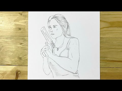 How To Draw A Gangster Girl /Girl With Gun Sketch / Easy Drawing Tutorial /Pencil Drawing Technique