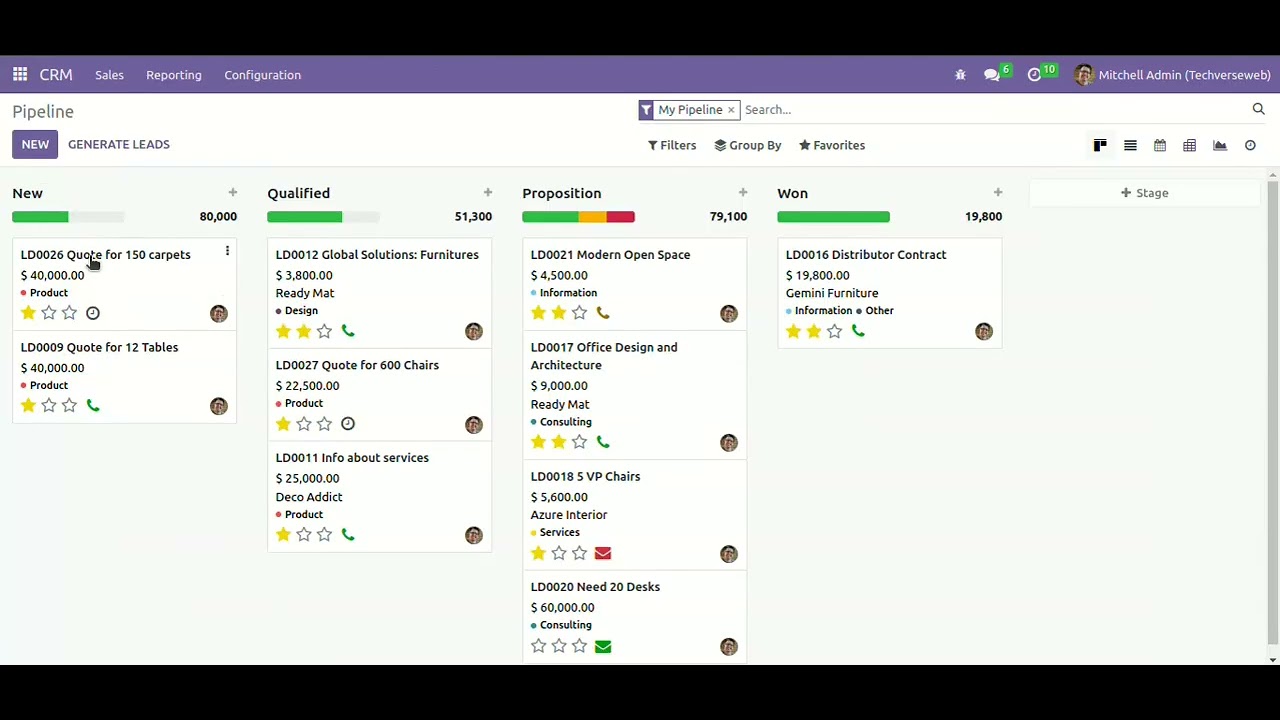 deskent crm lead code |OdooERP