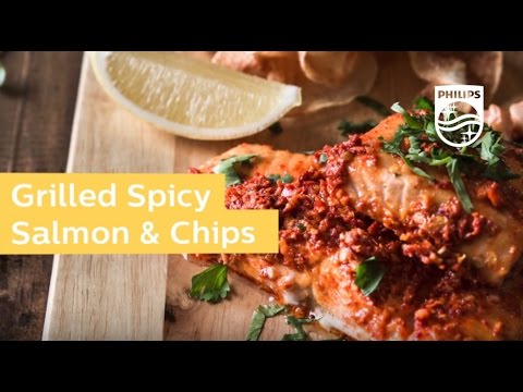 Philips healthy kitchen presents: Grilled Spicy Salmon & Chips